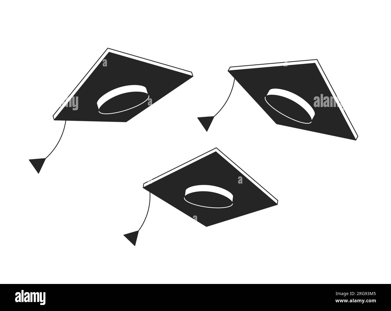 Square Academic Caps Flat Monochrome Isolated Vector Object Stock