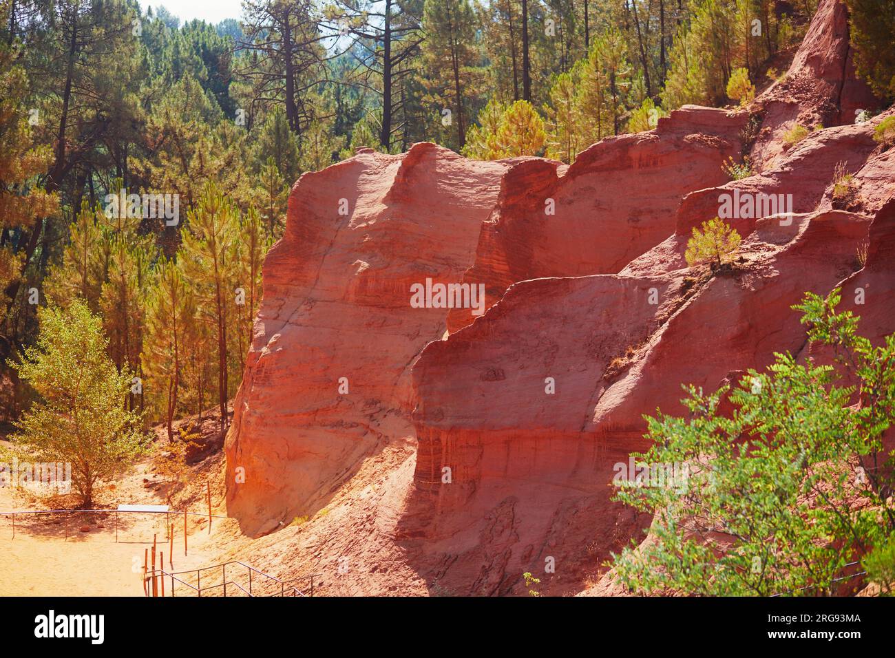 Famous Ochre path (Sentier des Ocres in French) through large ochre ...