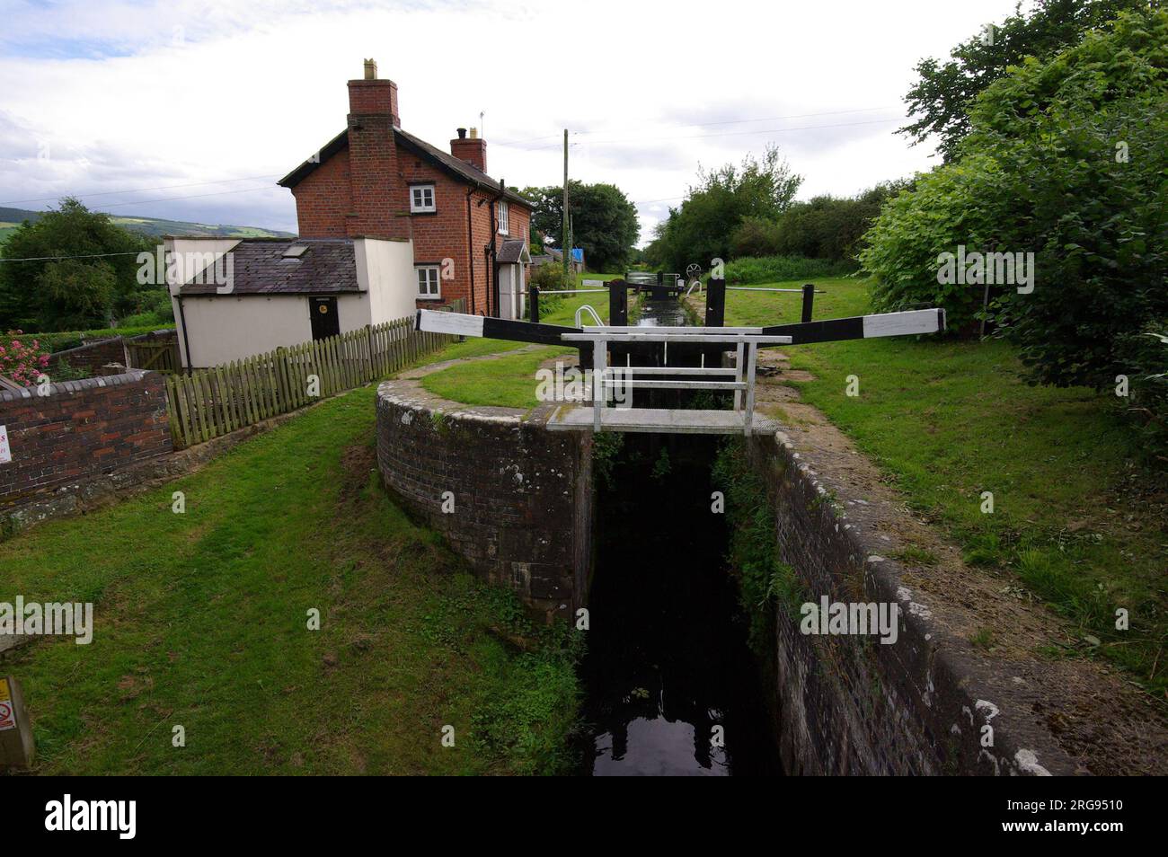 View of Pool Quay Lock on the Montgomery Canal, which stretches from ...
