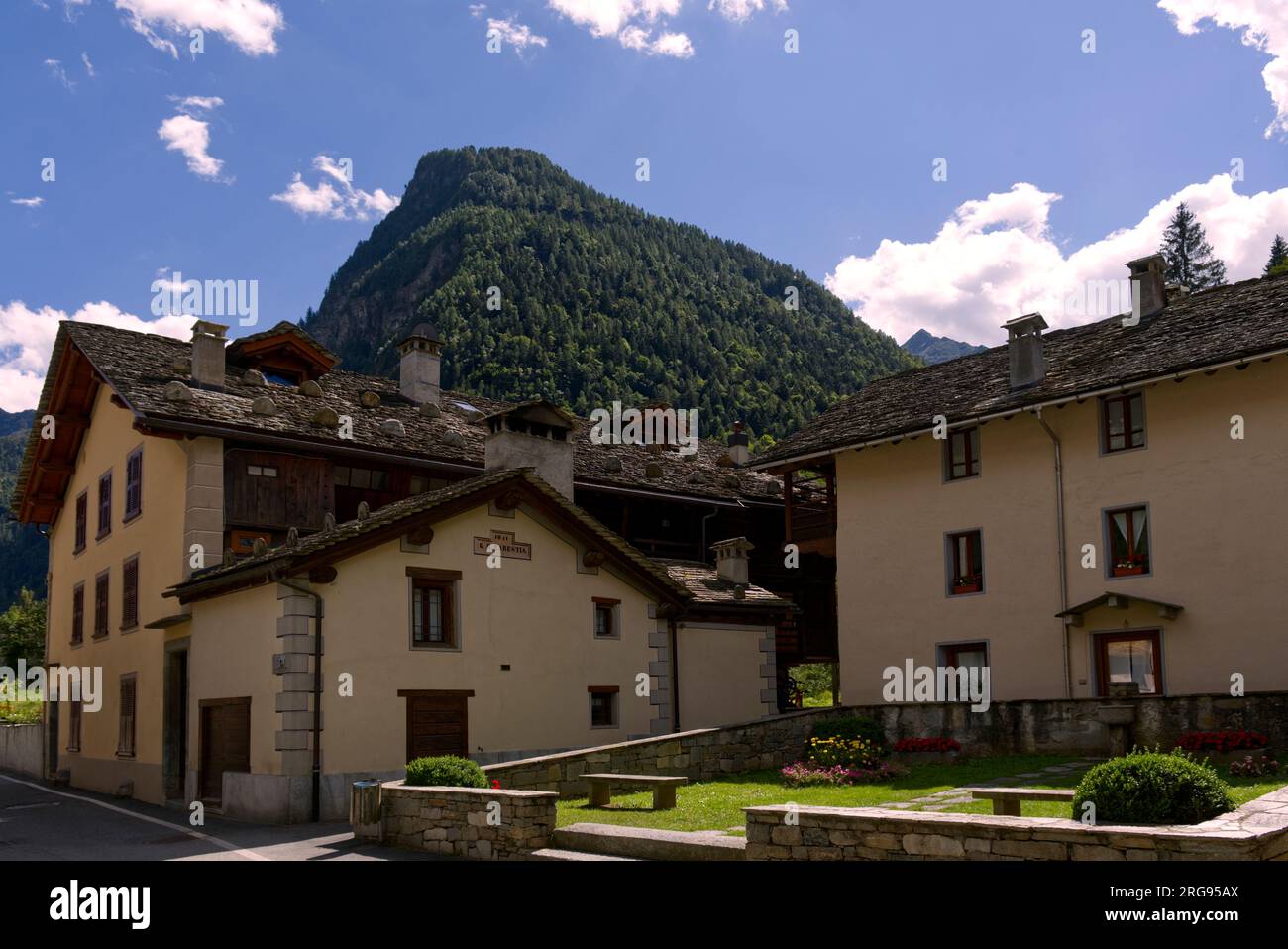 overview of an alpine village in Valsesia, Piedmont, Italy Stock Photo ...