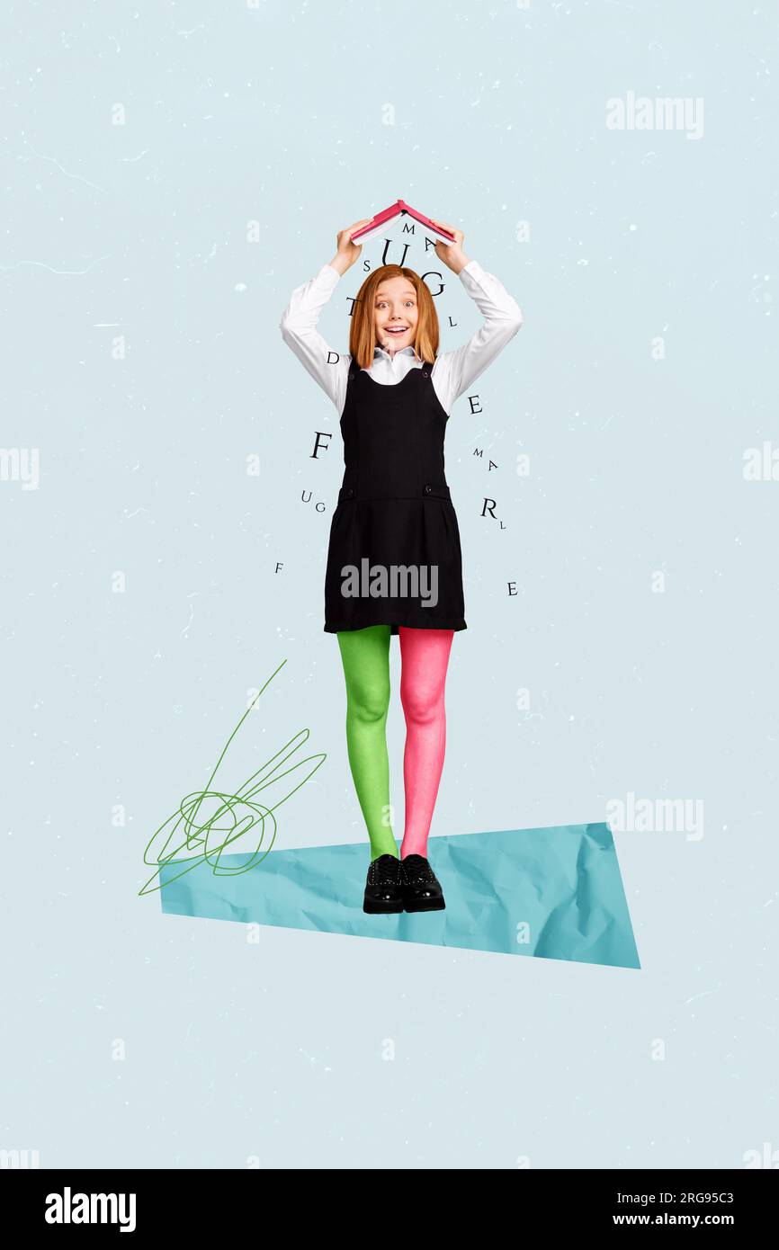 Composite creative collage open book dictionary with new words funny ...