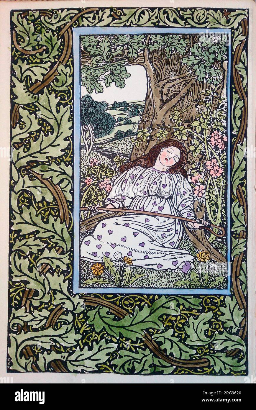 Illustration, girl asleep under a tree Stock Photo - Alamy