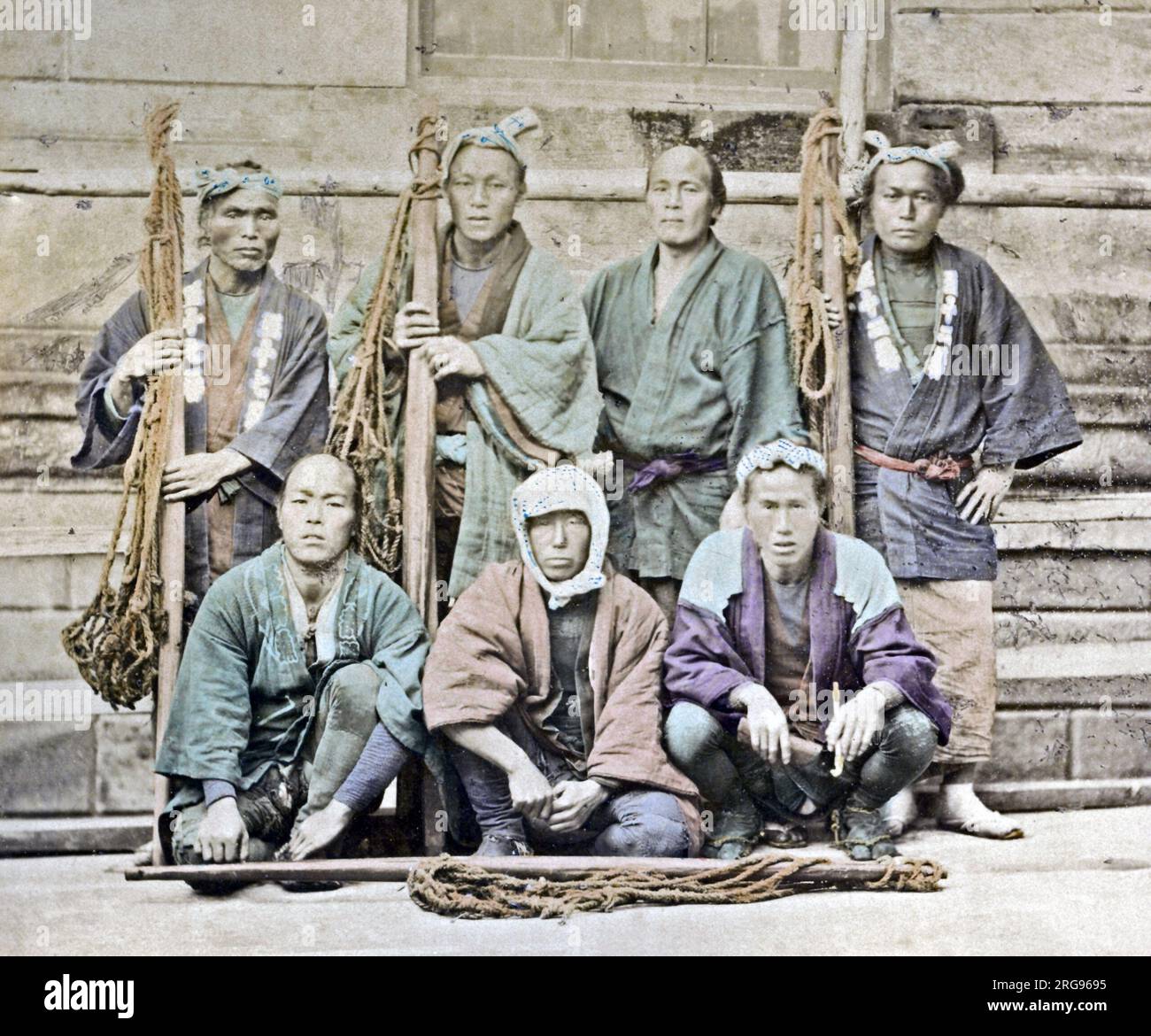 Group of farm workers, Japan circa 1880s Stock Photo - Alamy