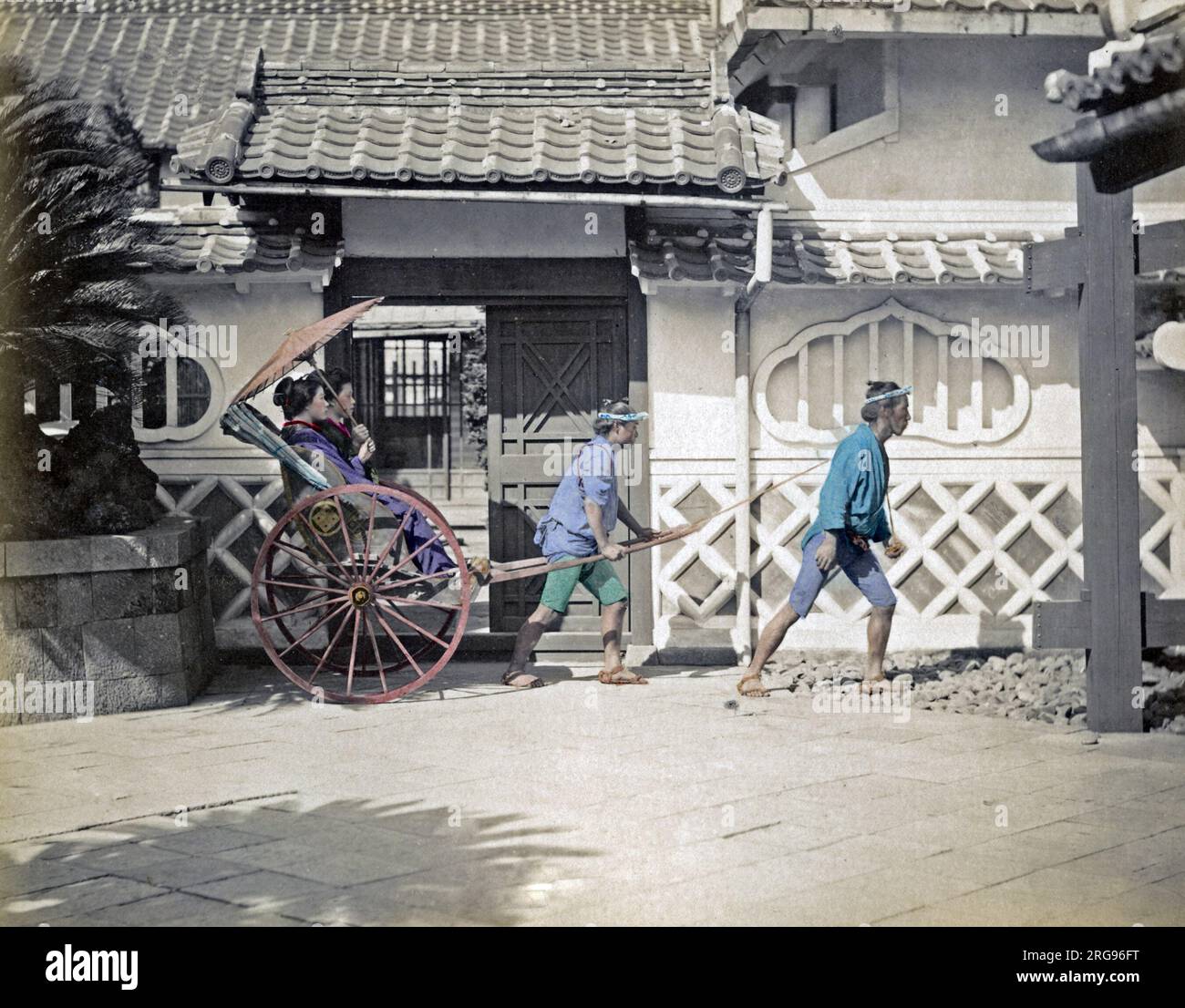 Girls in rickshaw, Japan, circa 1870s Stock Photo - Alamy