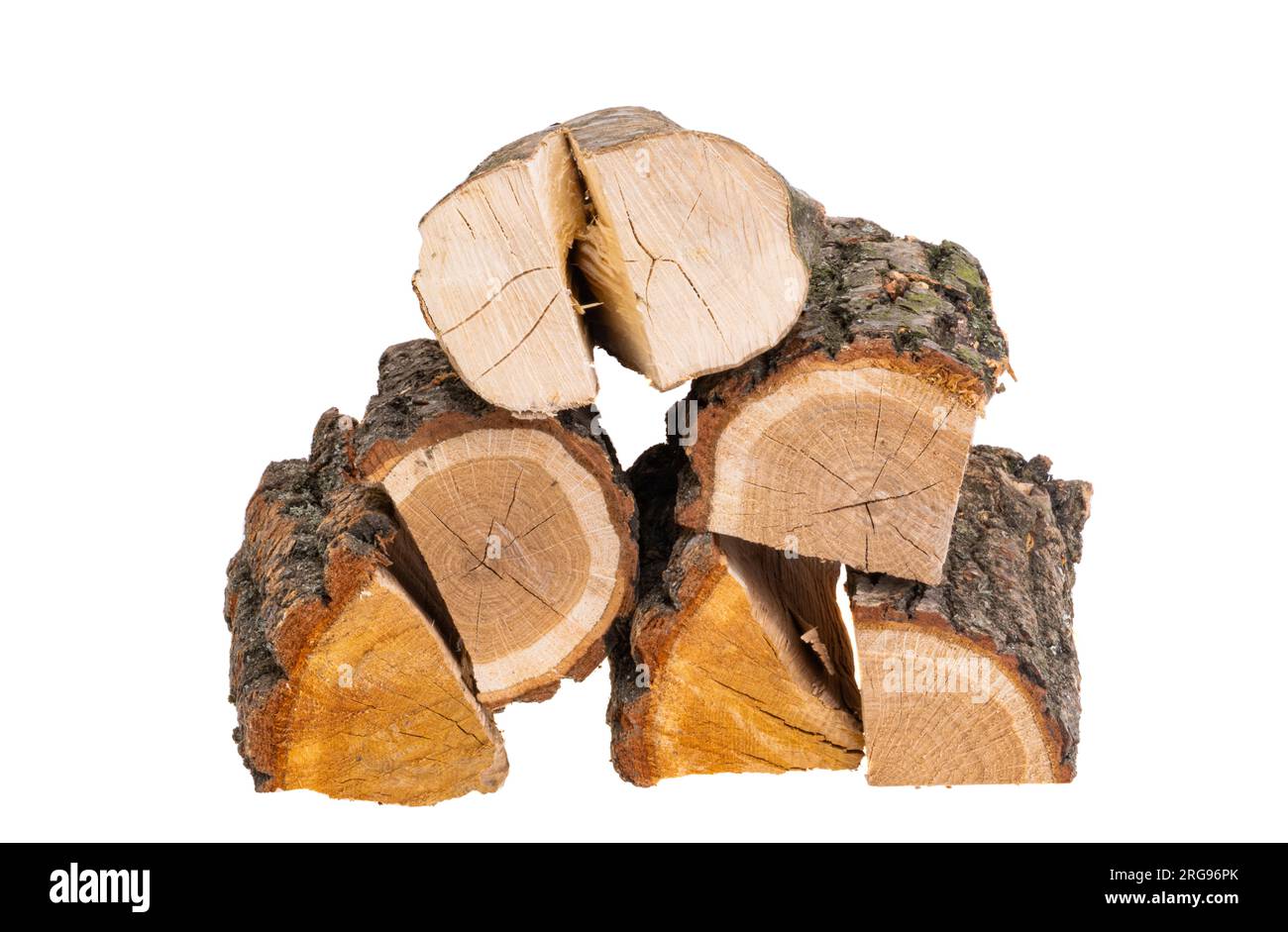 chopped oak firewood isolated on white background Stock Photo - Alamy