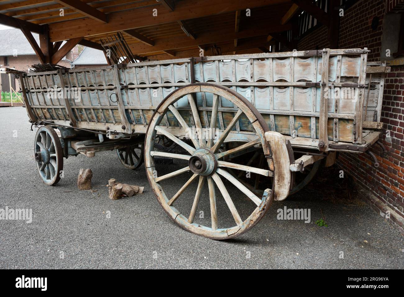 Vintage wooden Farm Wagon at The Musée du verre de Blangy-sur-Bresle ...