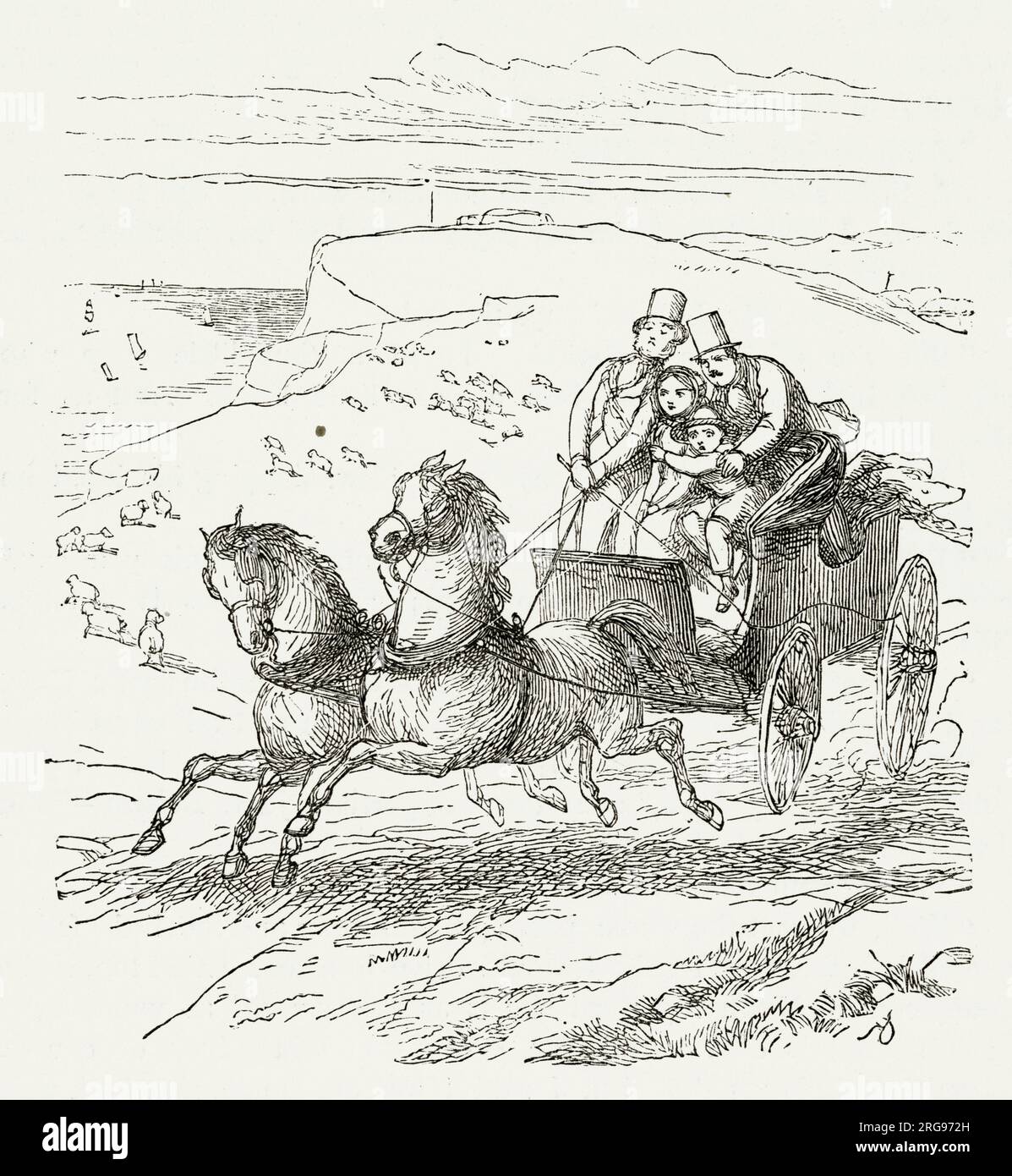 Illustration, The Newcomes, by Thackeray, showing a group of people in ...