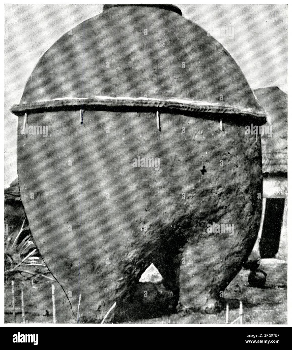 Unusual corn bin, Dahomey (now the Republic of Benin), West Africa ...