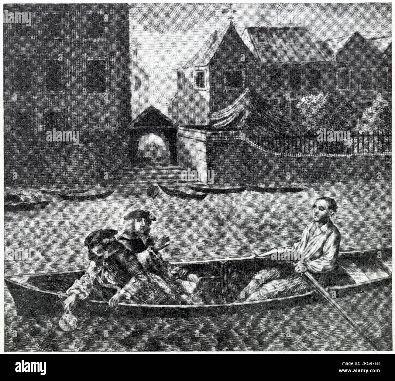 King James II throwing Great Seal of England into the River Thames near ...