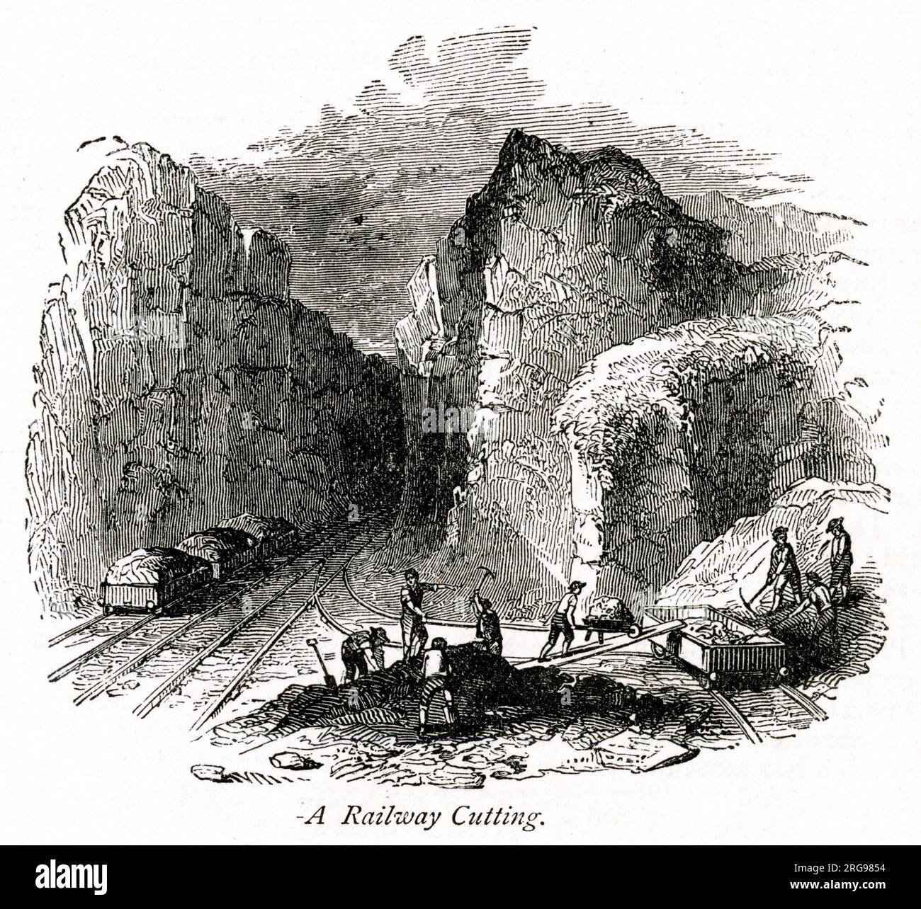 Railway cutting works in progress in the early days of rail expansion ...