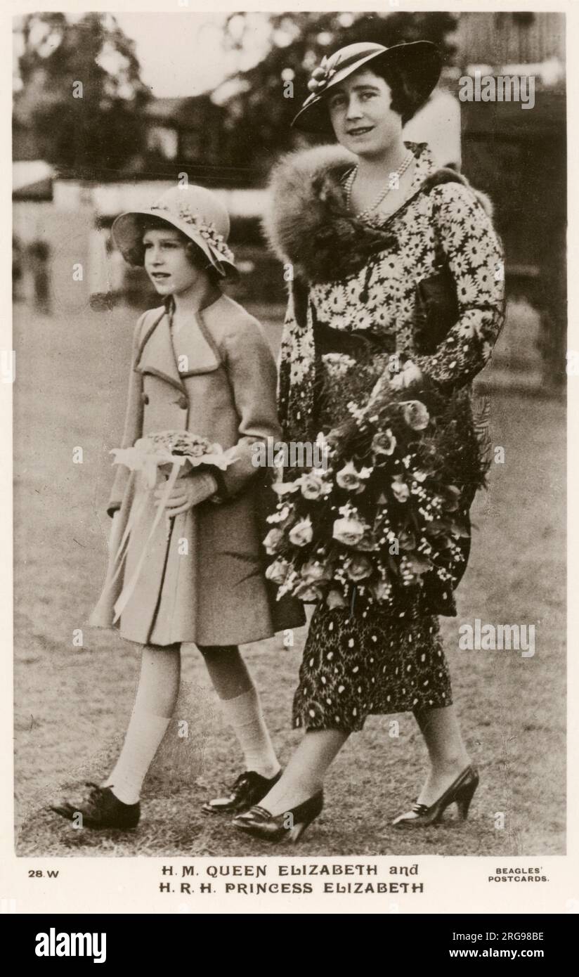 Queen Elizabeth (Later Elizabeth, the Queen Mother) and their daughter ...