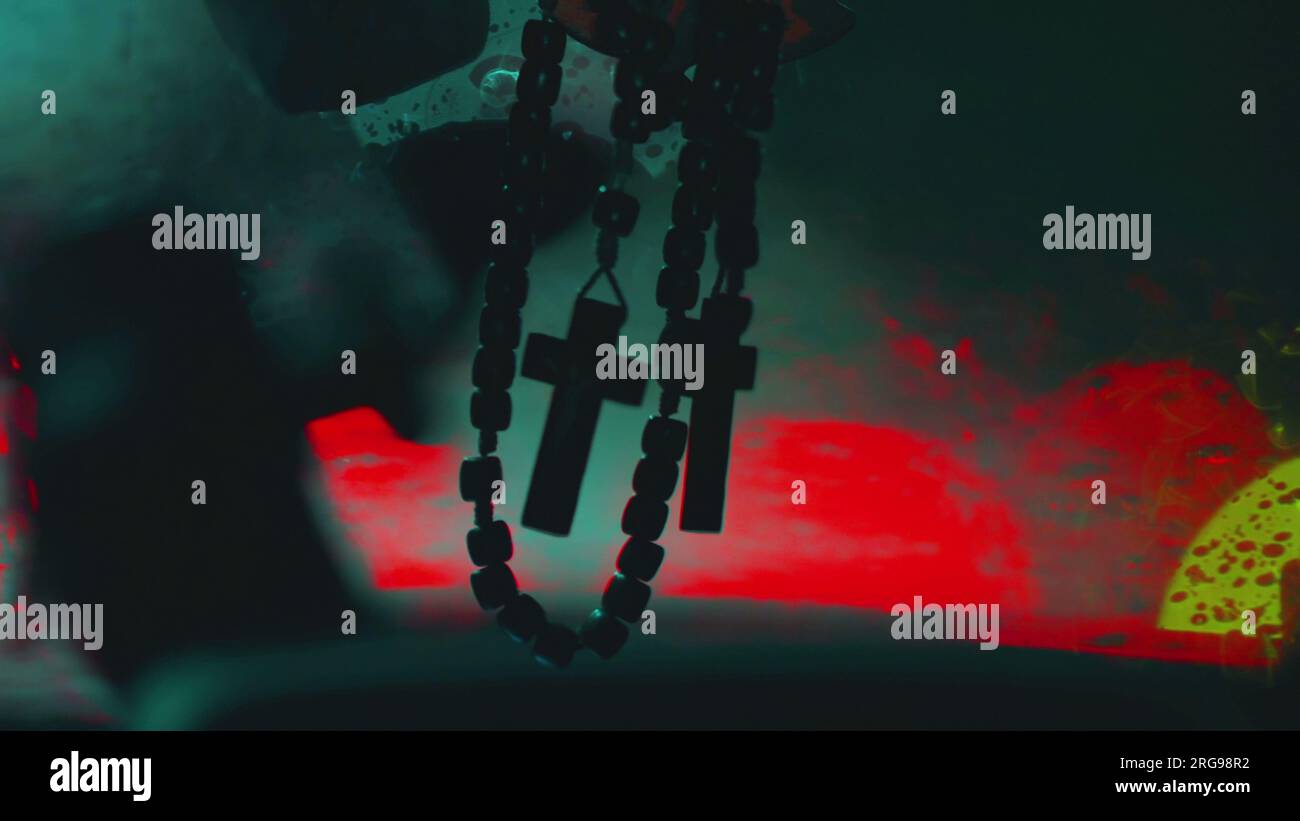 Faithful Display of Christian Cross Hanging in Car Windshield while ...