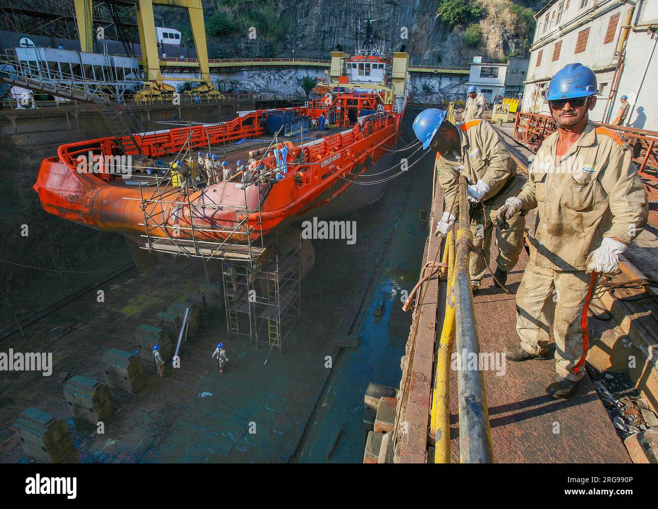 Brazil, Niteroi in Rio de Janeiro state. The Maua-Jurong shipyard, one ...