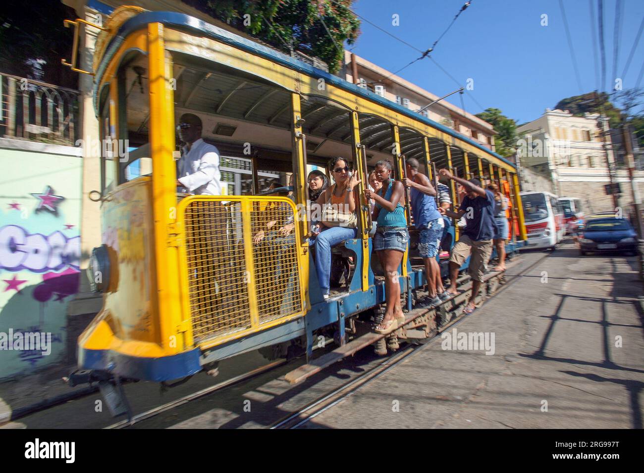 Brazil, The Santa Teresa Tram, the historic tram line in Rio de Janeiro ...