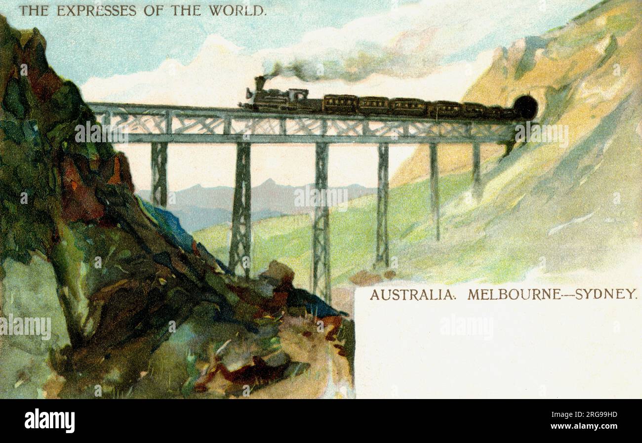 Passenger train on the Melbourne to Sydney route, Australia Stock Photo ...