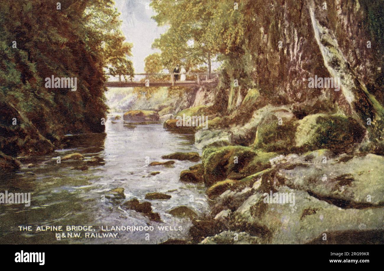 Alpine Bridge over the stream, Llandrindod Wells, Wales Stock Photo - Alamy