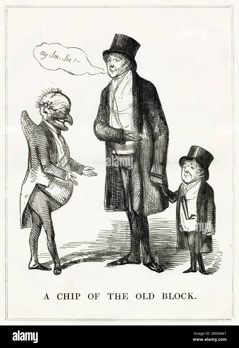 Cartoon, A Chip of the Old Block -- Sir Robert Peel introduces his ...