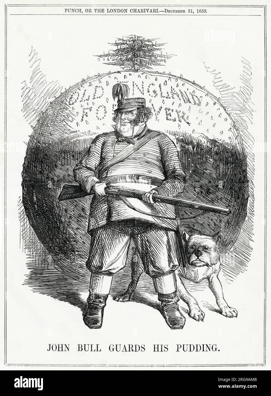 Cartoon, John Bull Guards his Pudding -- expressing a combination of ...