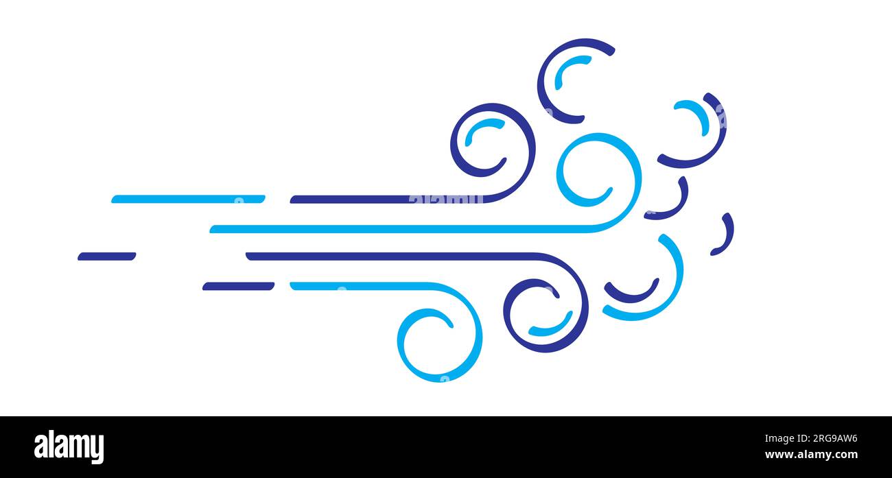 Cartoon puff of wind blow line symbol. Set, blowing wind, weather ...