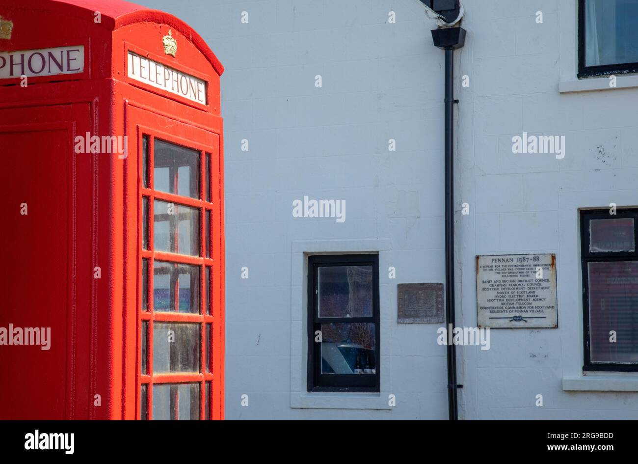 Famous red telephone box in Pennan from the film Local Hero Stock Photo ...
