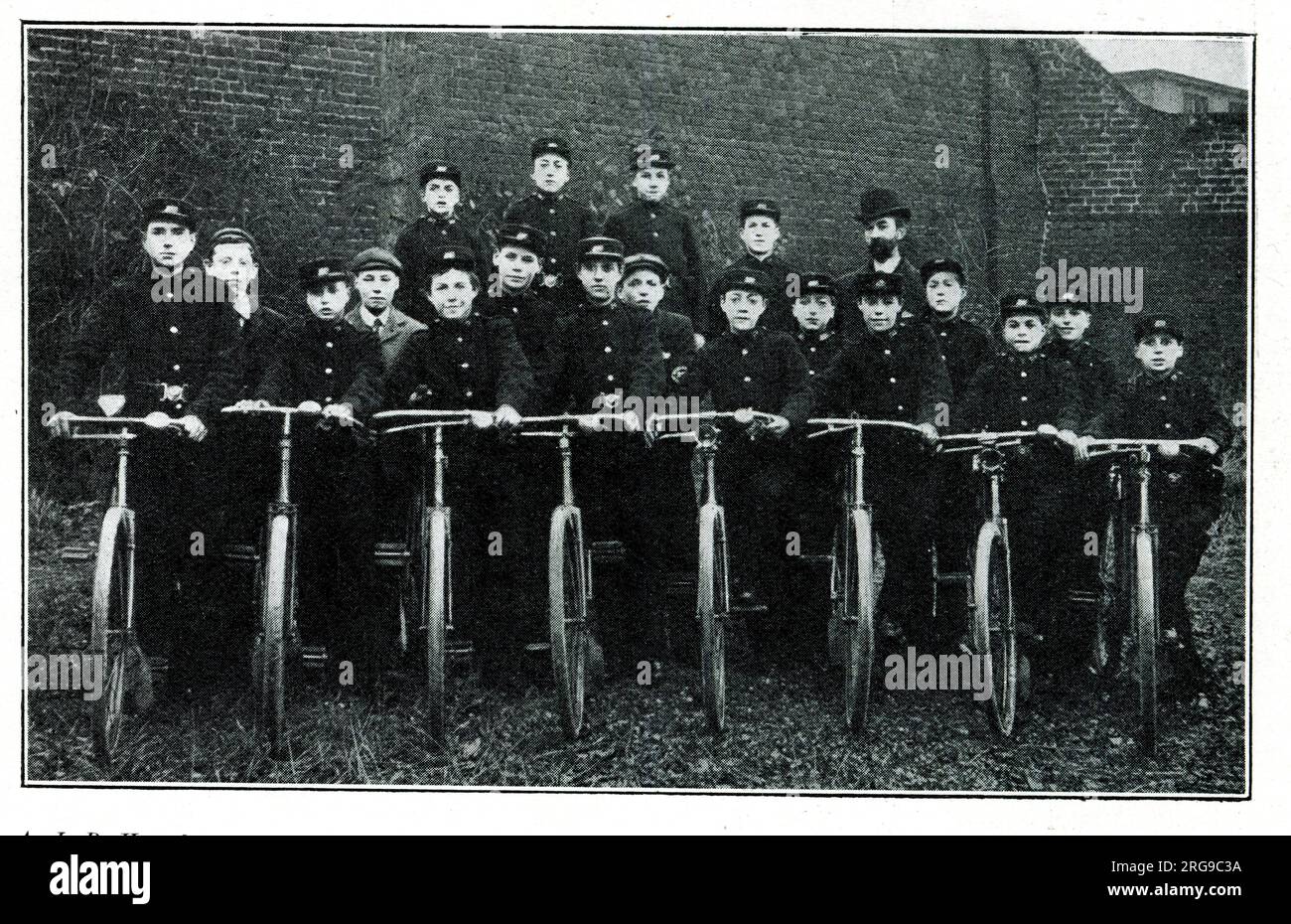 Group photo, telegraph boys with bicycles, Kingston-on-Thames, Surrey ...