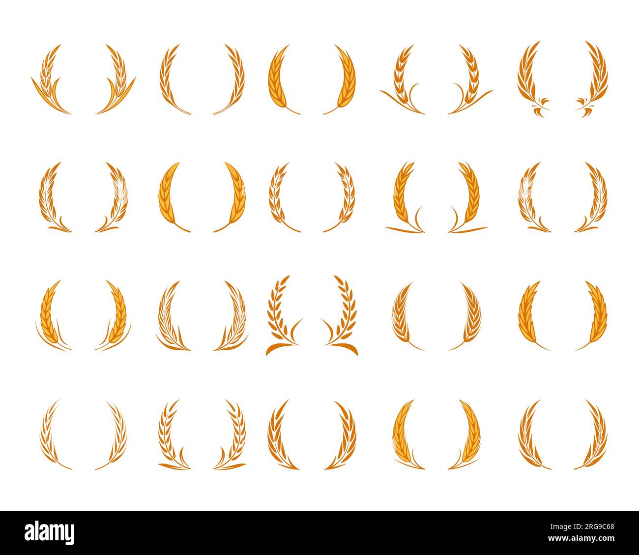 Flat Vector Agriculture - Cereal Wreath, Wheat Set Isolated. Organic ...