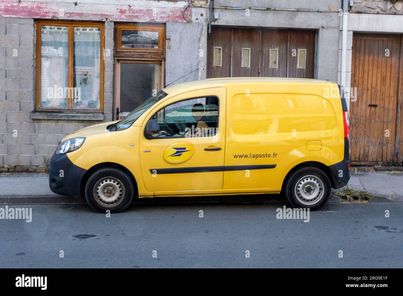 French post van during a postal route | Camionnette postale francaise ...