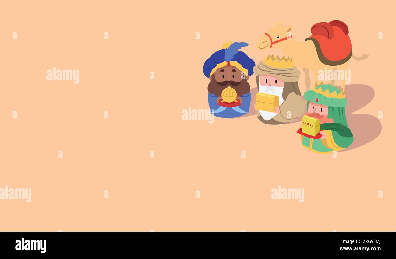 Three wise men, magi or three biblical kings presenting gifts of gold ...