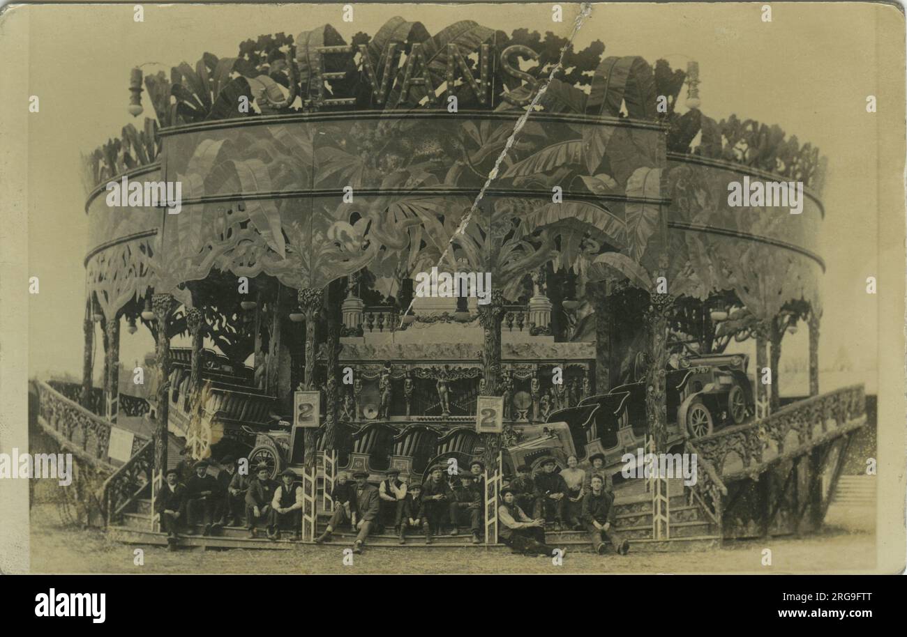 Fairground Carousel & Organ (Banner of J Evans with signs saying Fare ...