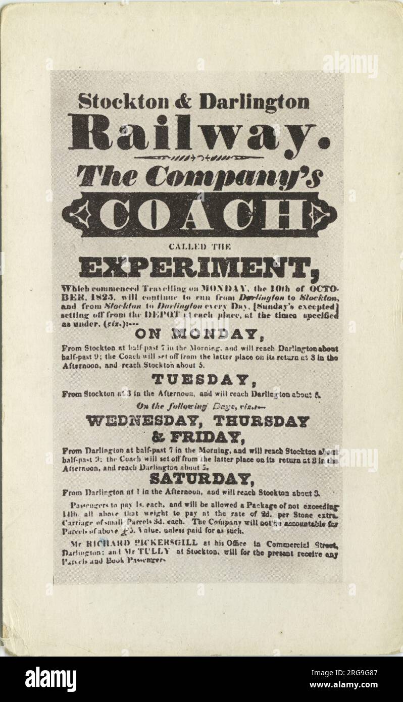 Stockton & Darlington 1837 Railway Experiment Poster - The Rocket ...