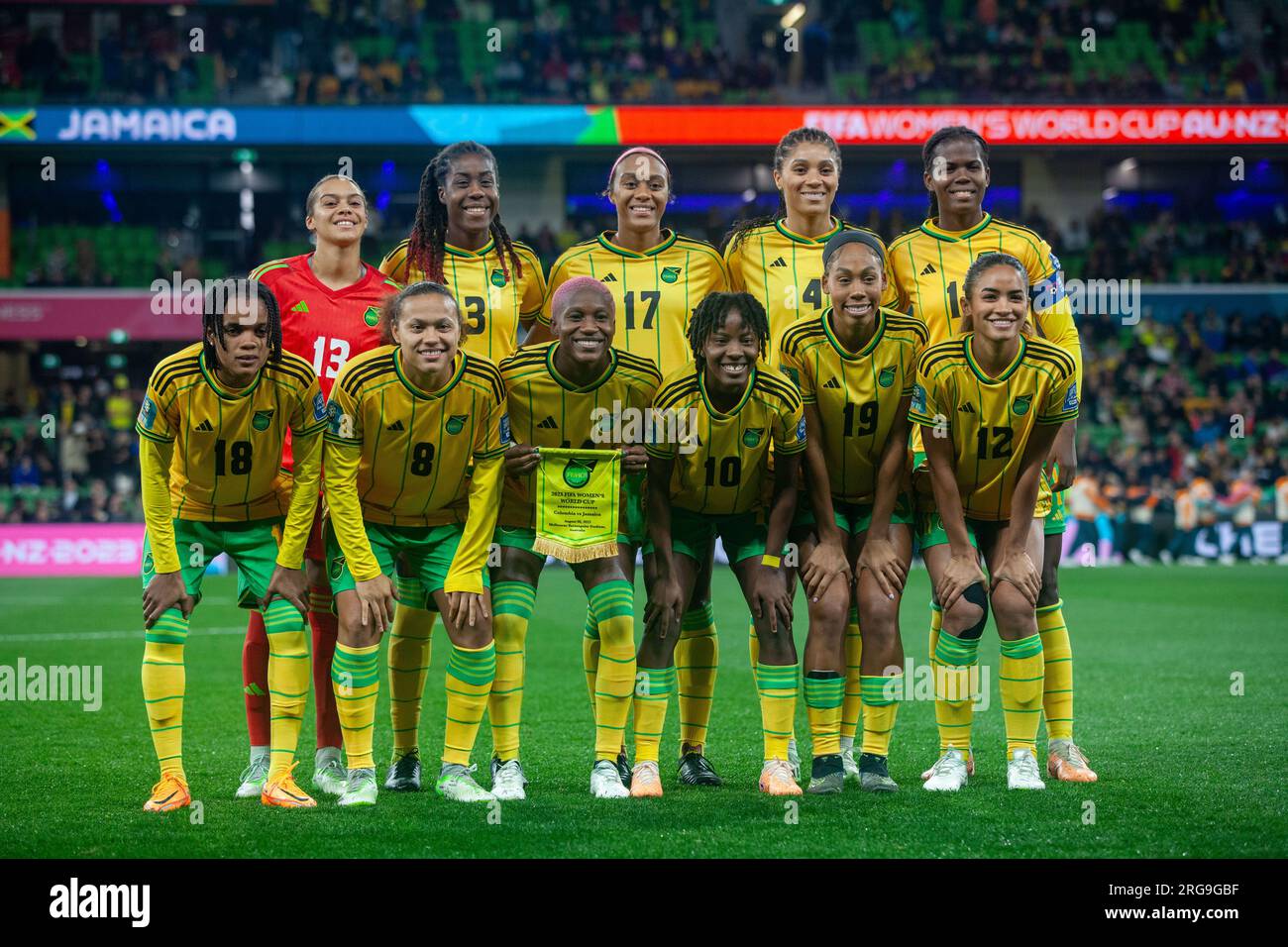 Melbourne, Australia. 08th Aug, 2023. Jamaica's team seen during the 2023 FIFA Women's World Cup ...