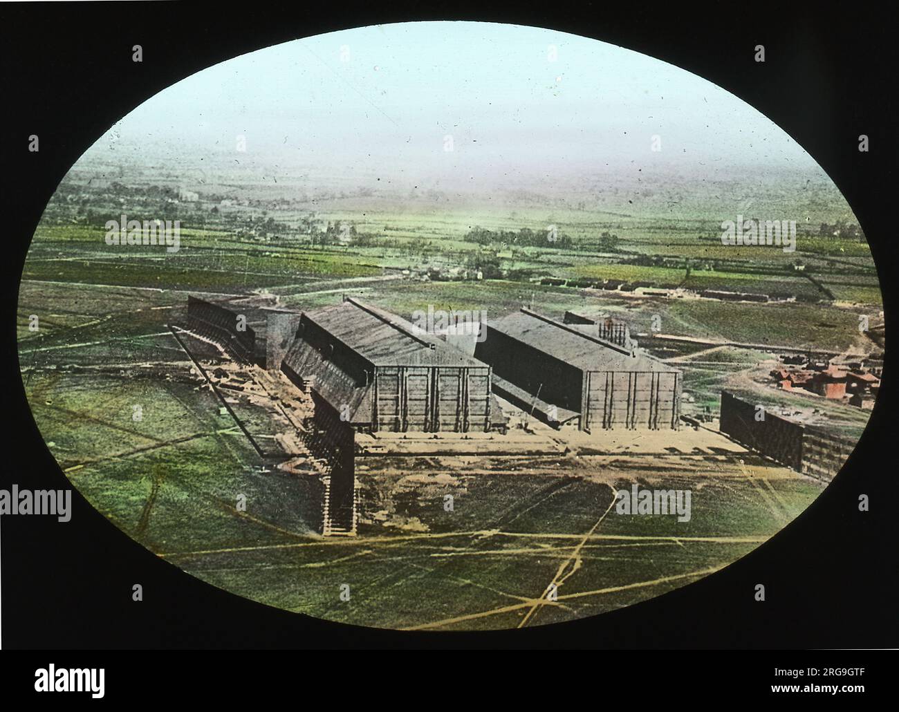 Aerial view of the Airship Hangars at RNAS Pulham, Norfolk. The No. 2 ...