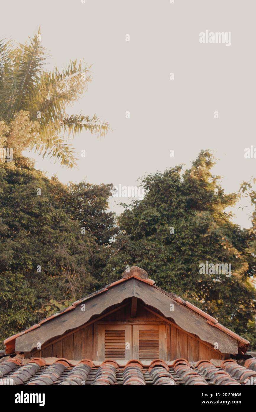 small wooden window in the loft Stock Photo - Alamy