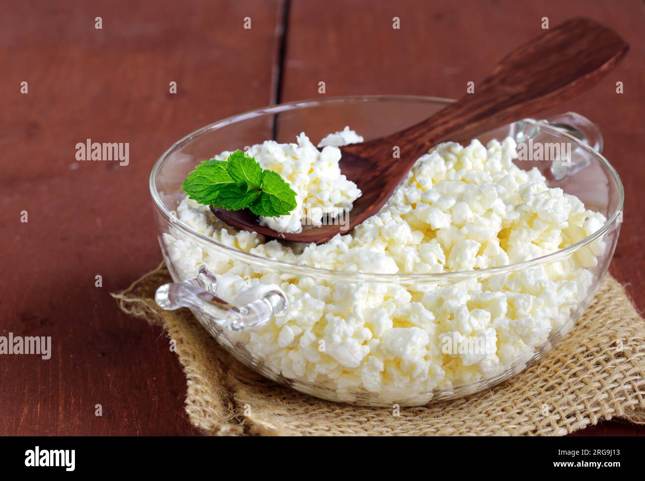 fresh homemade organic cottage cheese Stock Photo - Alamy