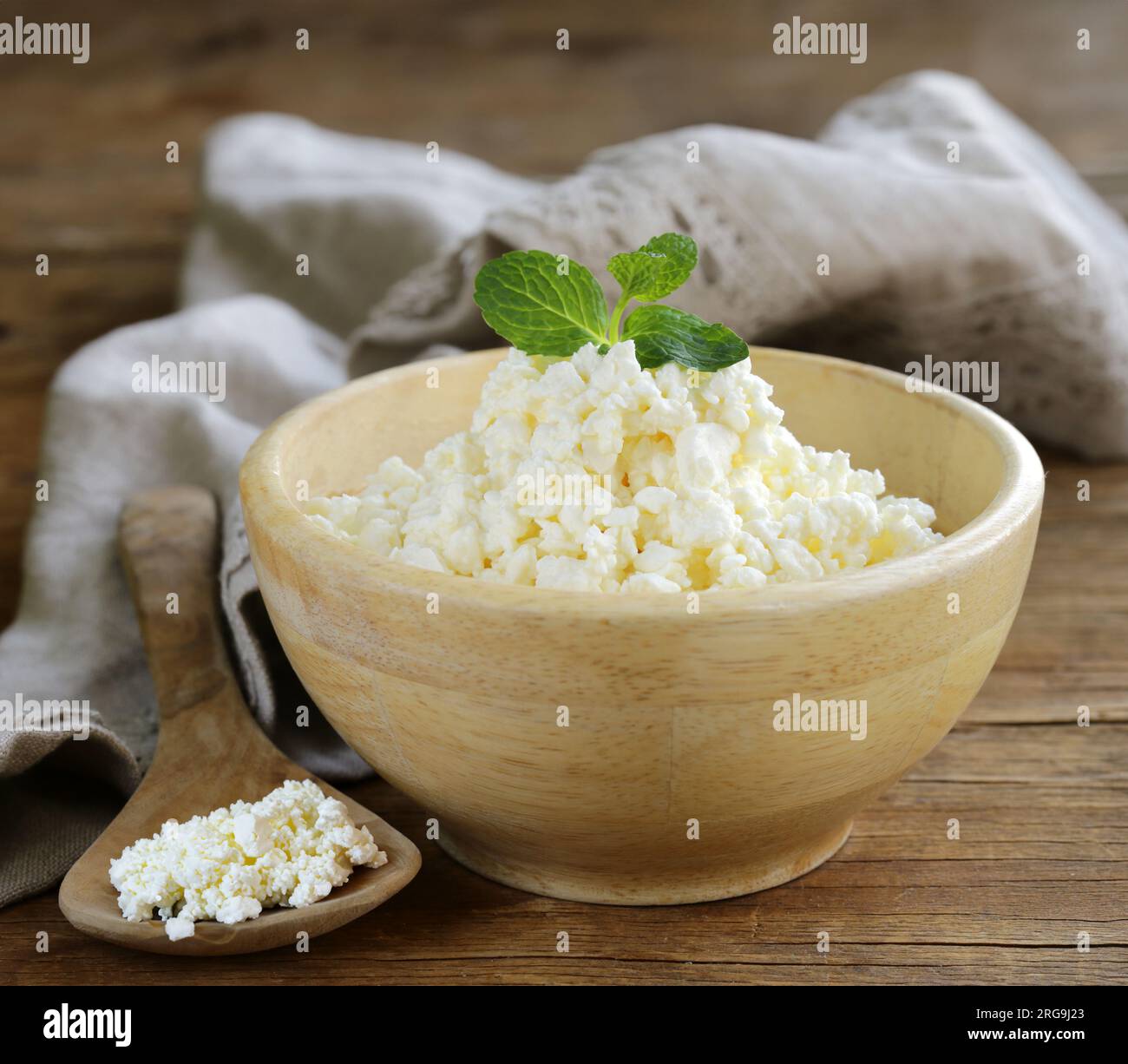 fresh homemade organic cottage cheese Stock Photo - Alamy