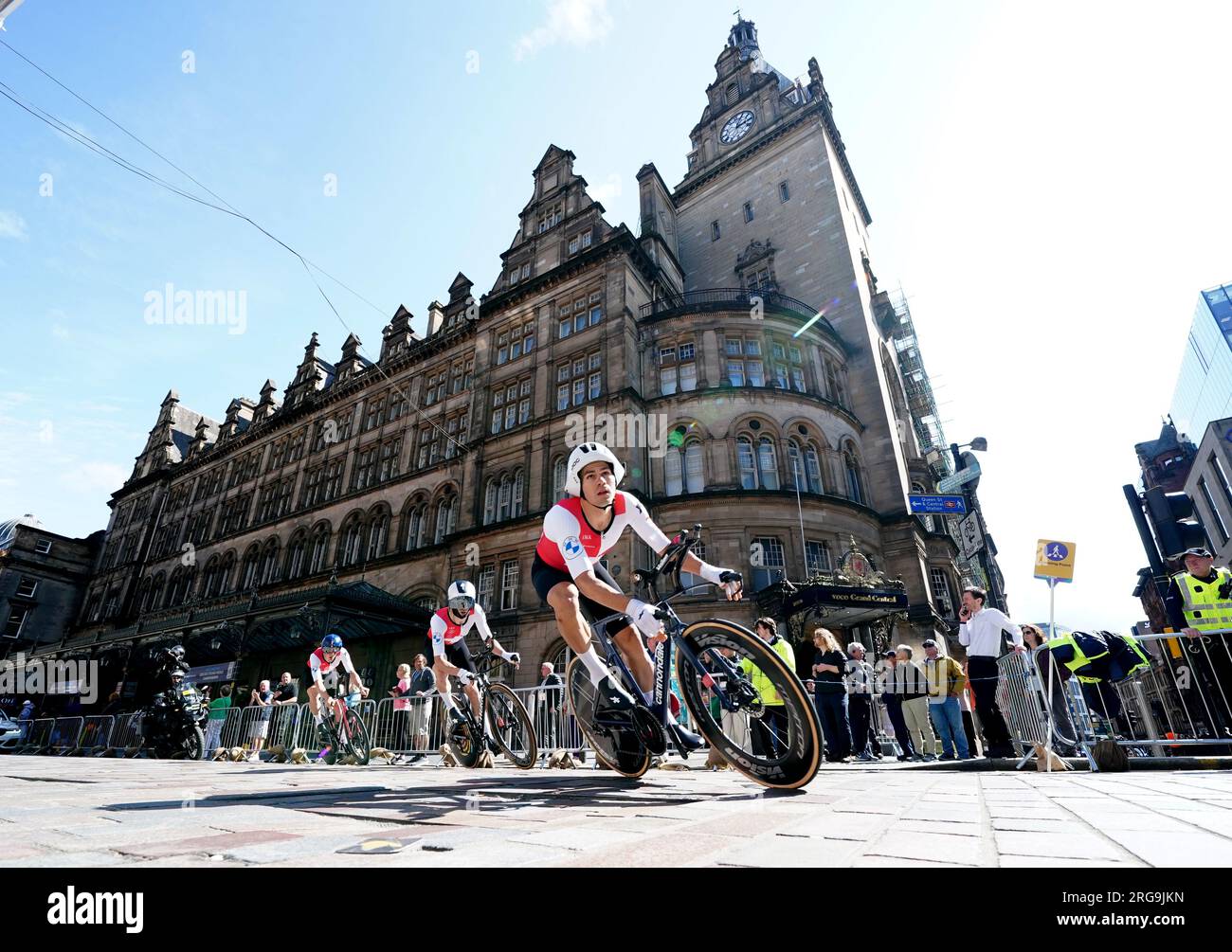 The Swiss men's team during the Team Time Trial Mixed Relay on day six ...