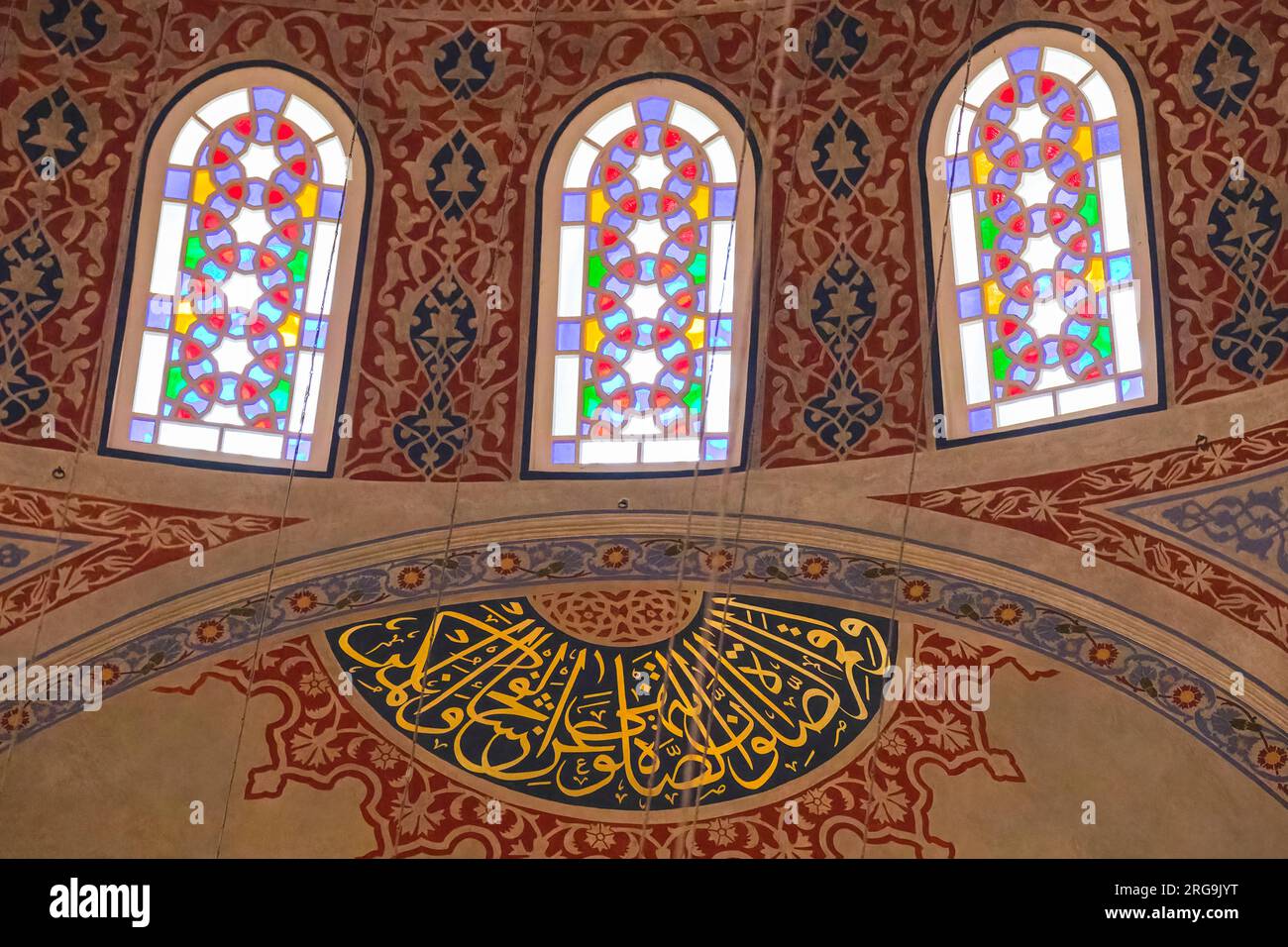 Istanbul, Turkey, Türkiye. Colored Glass Windows in the Blue Mosque ...