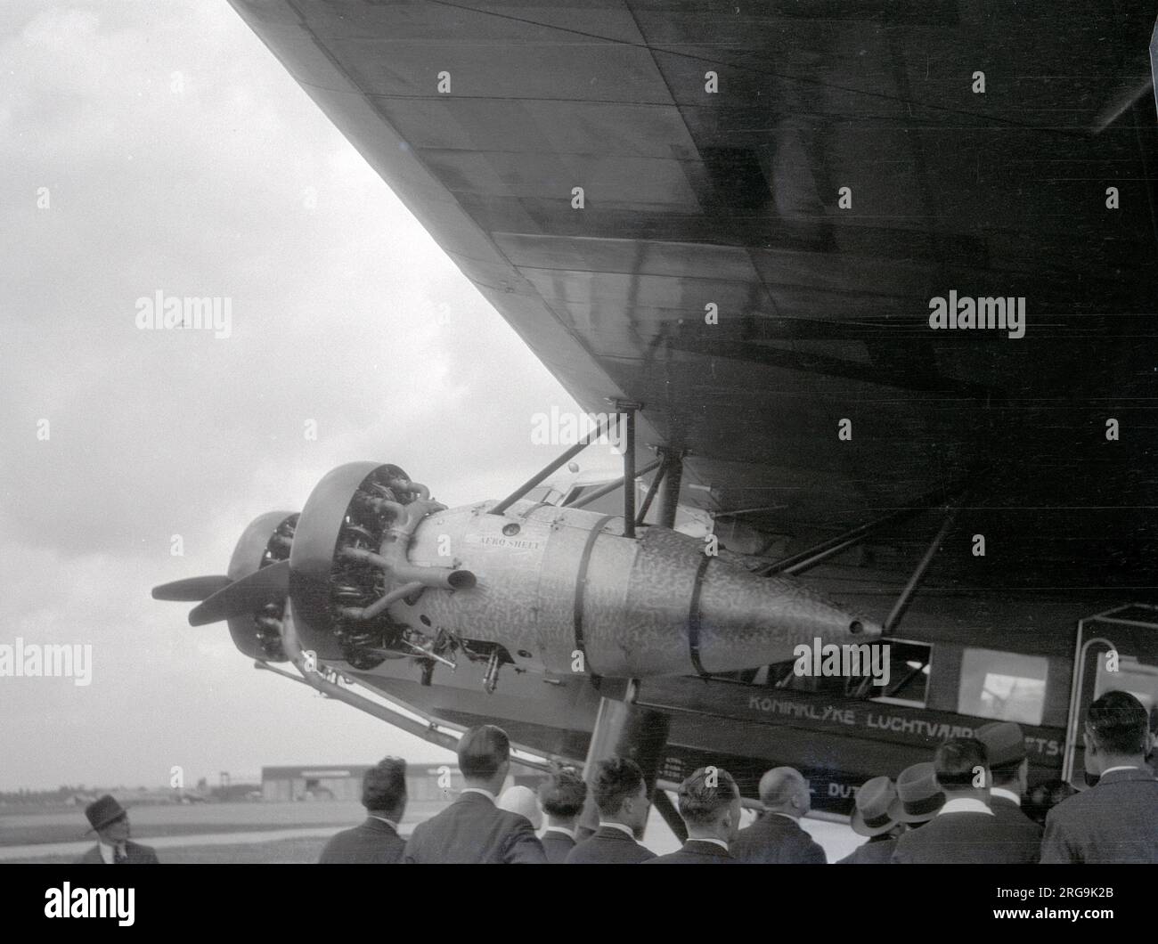 Fokker F.IX PH-AF? of KLM, at Croydon Airport, with a reception ...