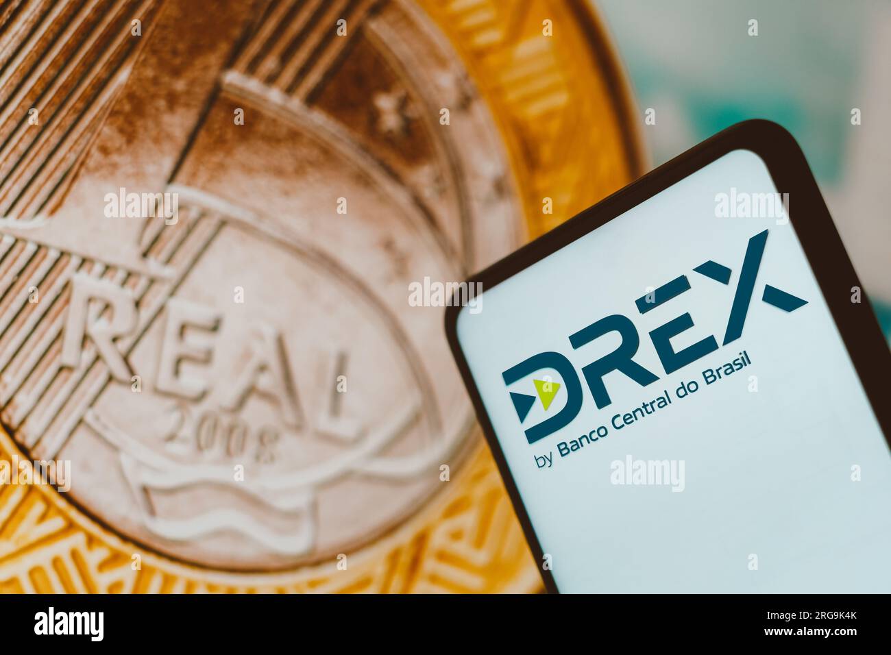 In this photo illustration, the Drex logo seen displayed on a ...