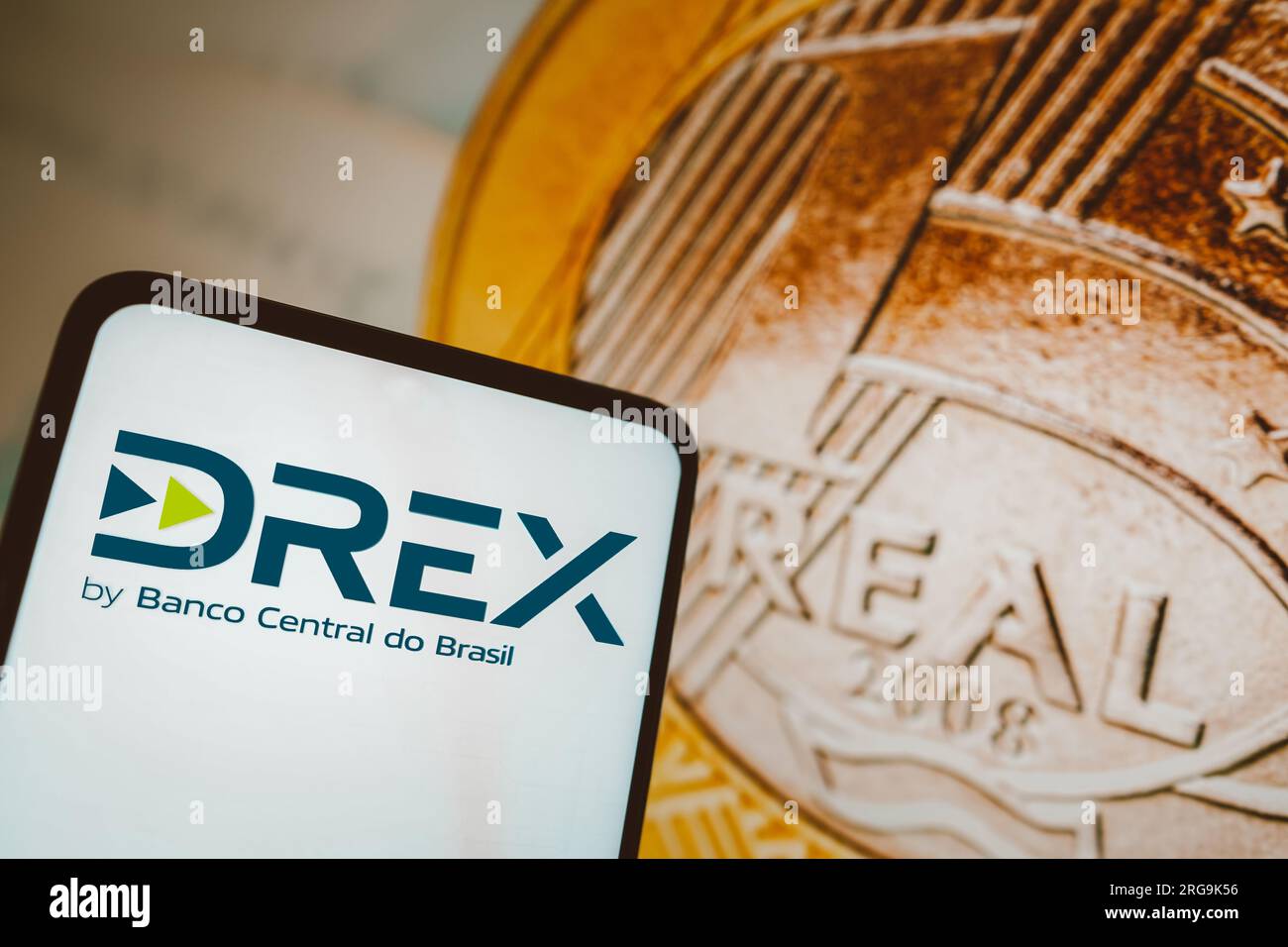 In this photo illustration, the Drex logo seen displayed on a ...