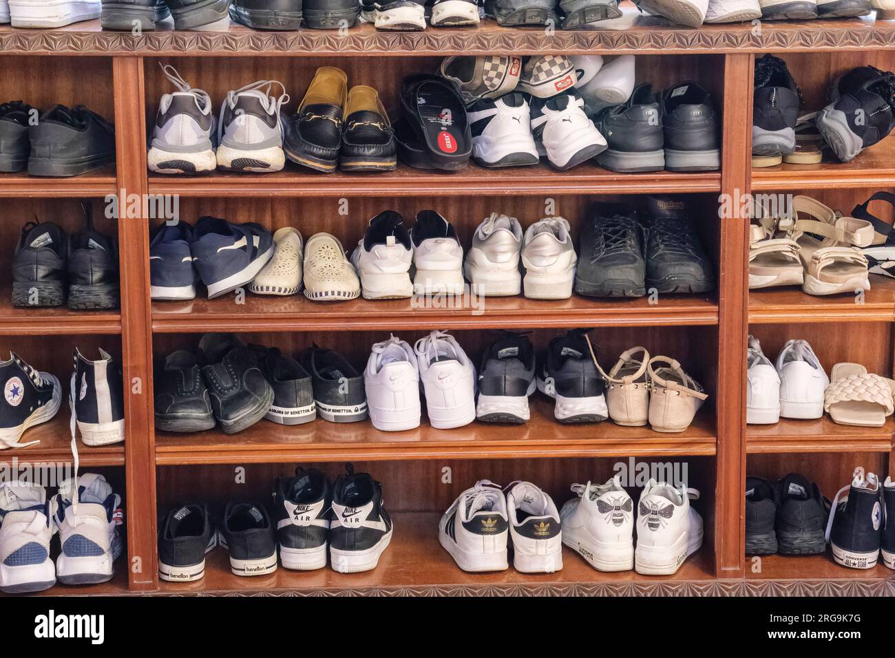 Istanbul, Turkey, Türkiye. Blue Mosque (Sultan Ahmed Mosque). Shoes ...