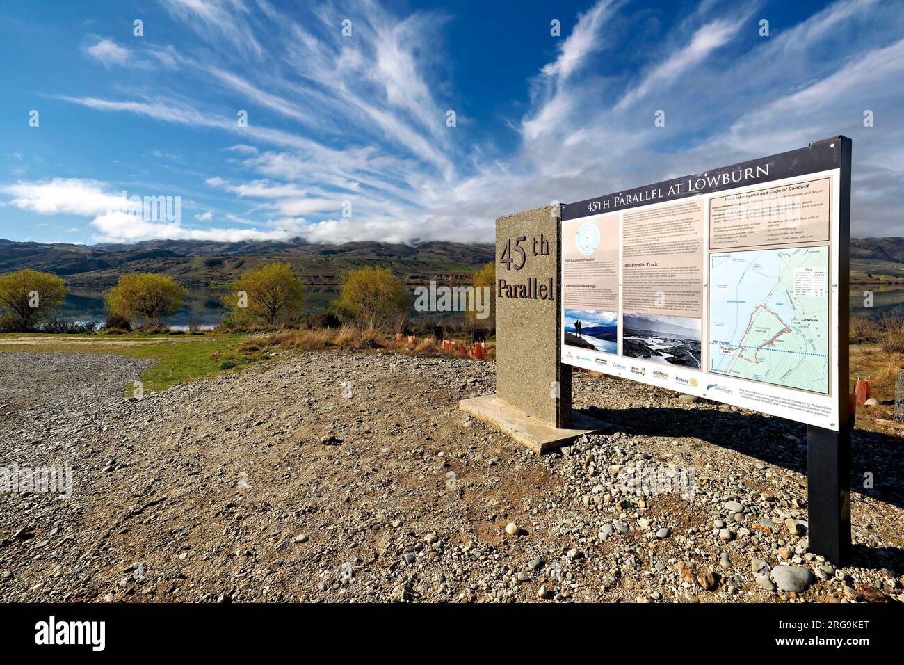 New Zealand. Crossing the 45th parallel at Lowburn Stock Photo - Alamy