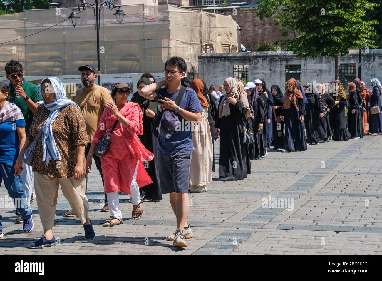 Istanbul, Turkey, Türkiye. Tourists Waiting in Line to Enter Hagia ...