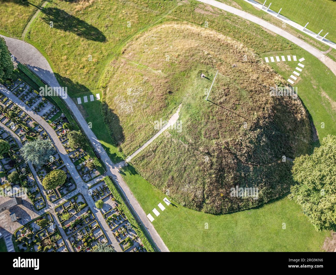 Viking age Jelling burial mounds panorama, Denmark Stock Photo - Alamy