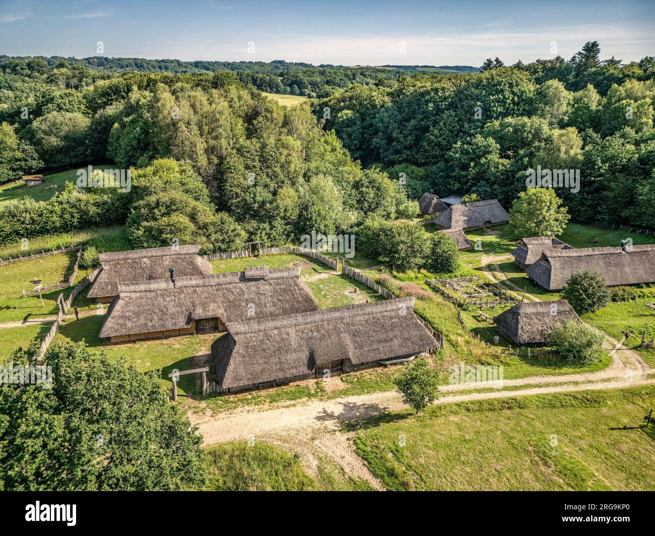 Iron age settlement living museum near Vingsted Vejle, Denmark Stock ...