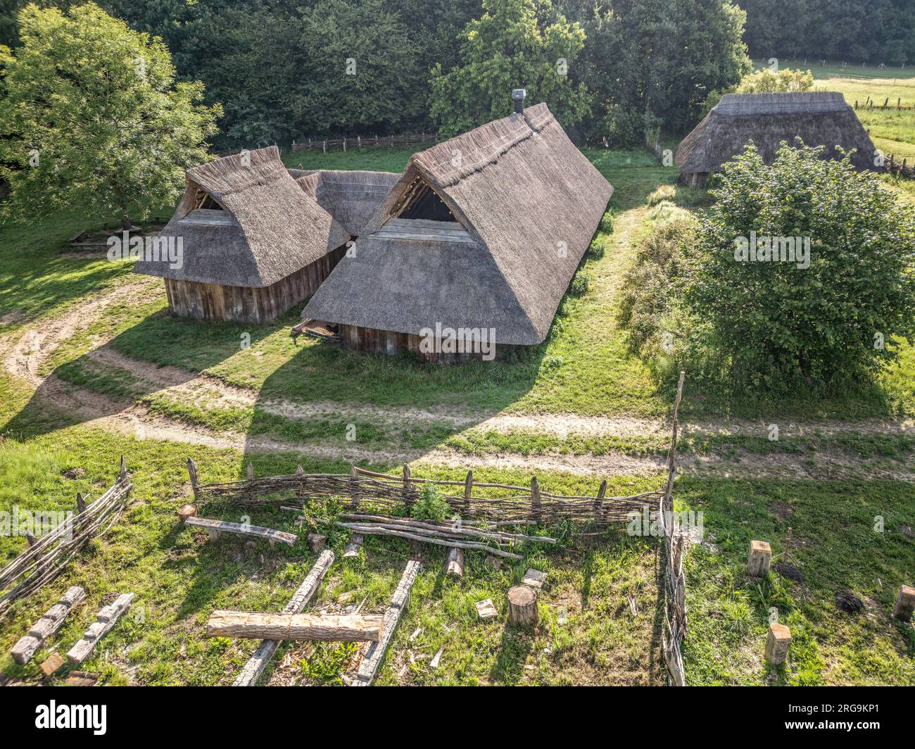 Iron age settlement living museum near Vingsted Vejle, Denmark Stock ...