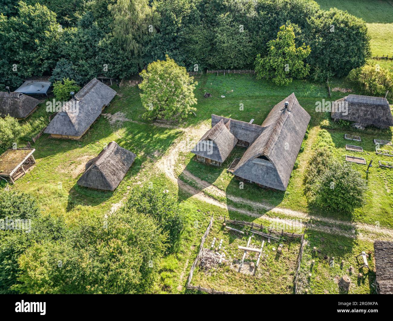 Iron age settlement living museum near Vingsted Vejle, Denmark Stock ...