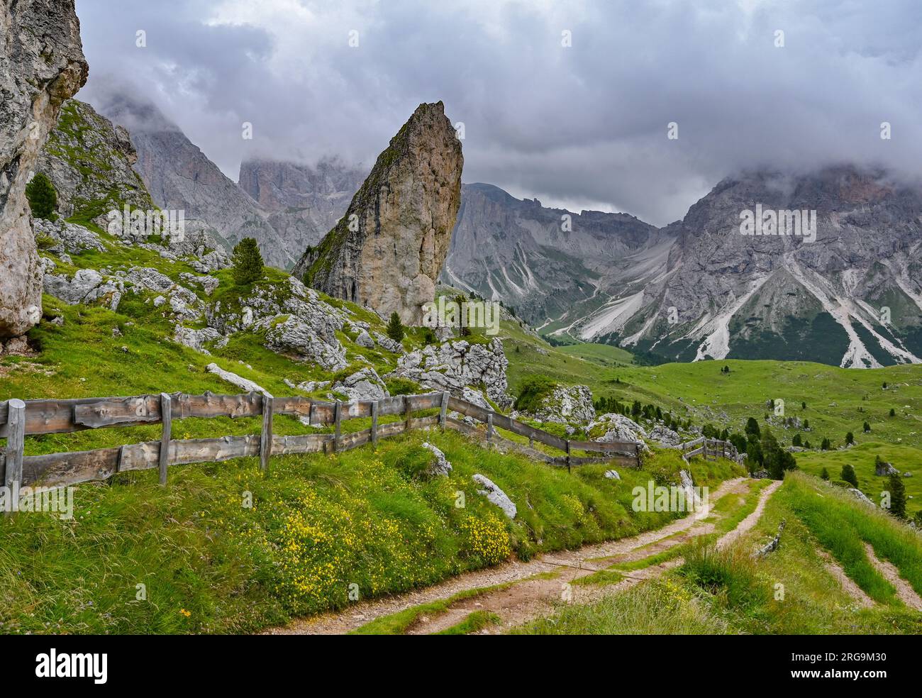 21 July 2023, Italy, St. Ulrich: View of the surrounding mountain peaks ...