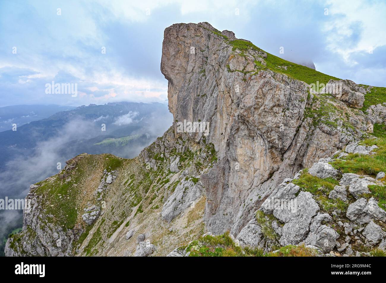 21 July 2023, Italy, St. Ulrich: View of the surrounding mountain peaks ...