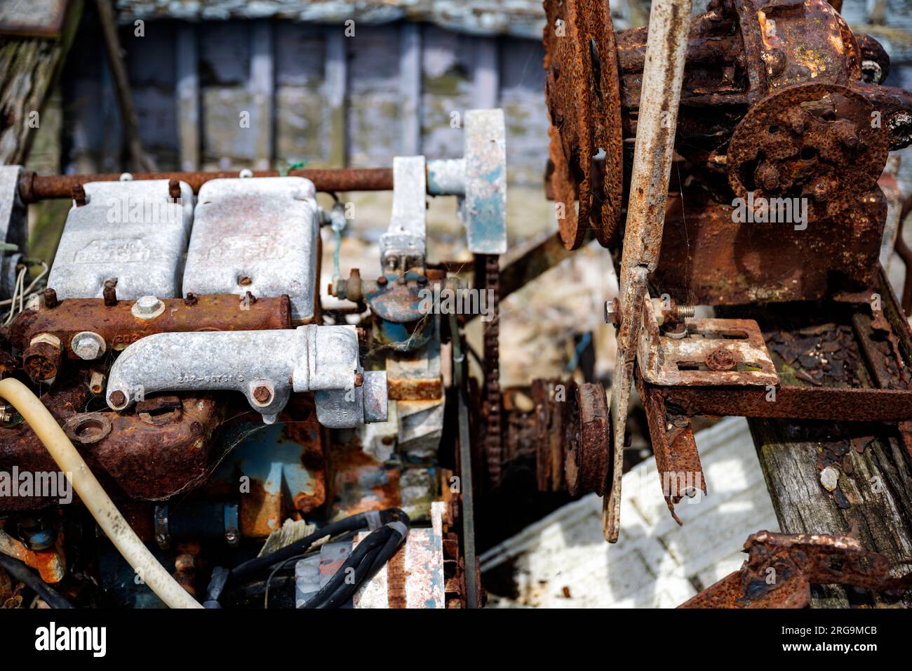 Rusted boat engine Stock Photo - Alamy